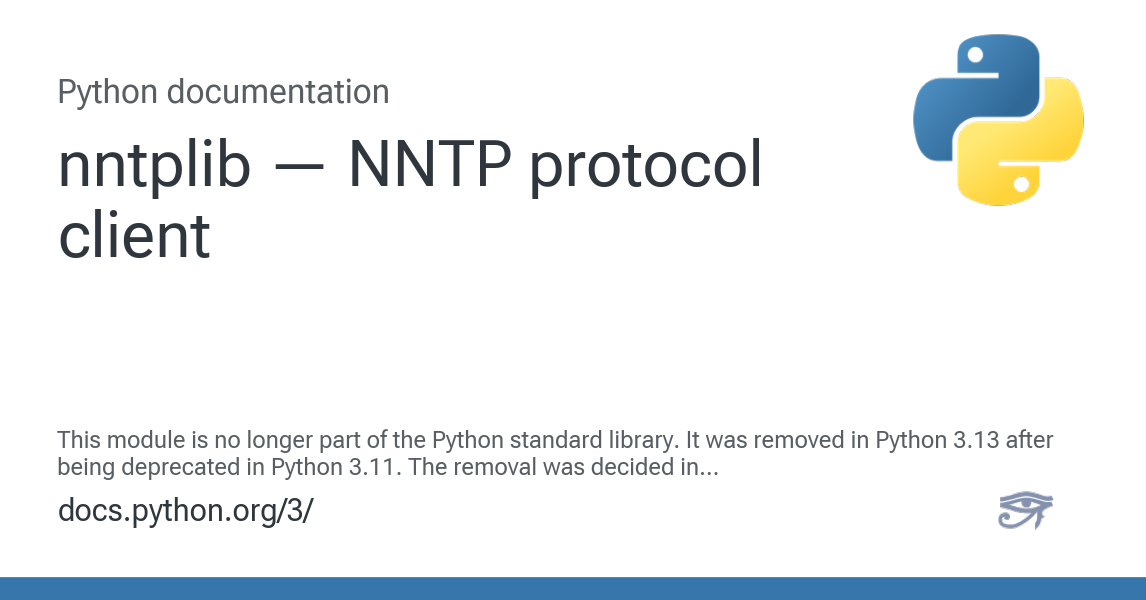 nntplib — NNTP protocol client — Python 3.13.7 documentation