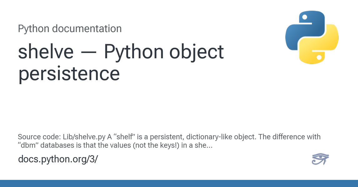 shelve — Python object persistence — Python 3.14.0 documentation