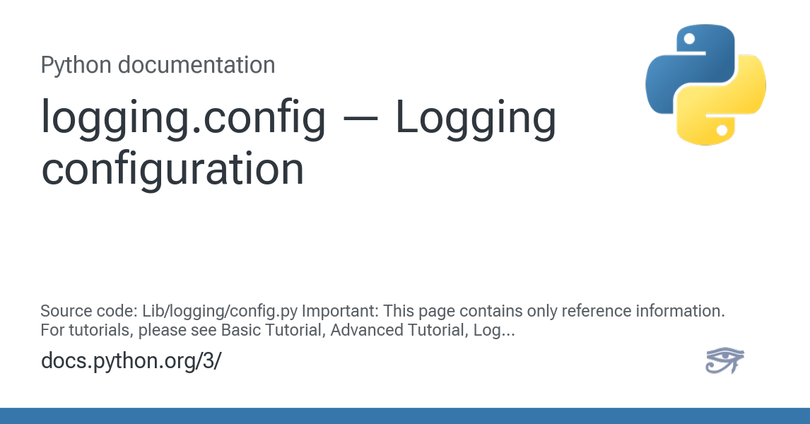 logging.config — Logging configuration — Python 3.15.0a0 documentation